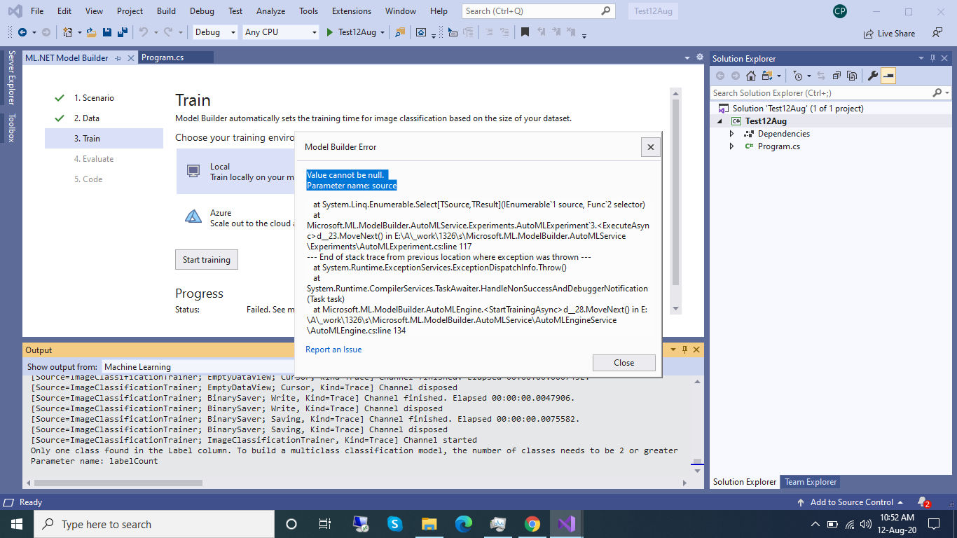 Image training error with small dataset · Issue #945 · dotnet ...