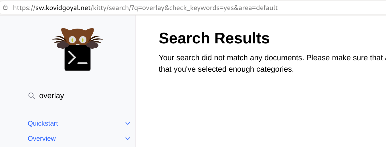 Search on docs website returns fewer results than expected · Issue #6342 · kovidgoyal/kitty · GitHub