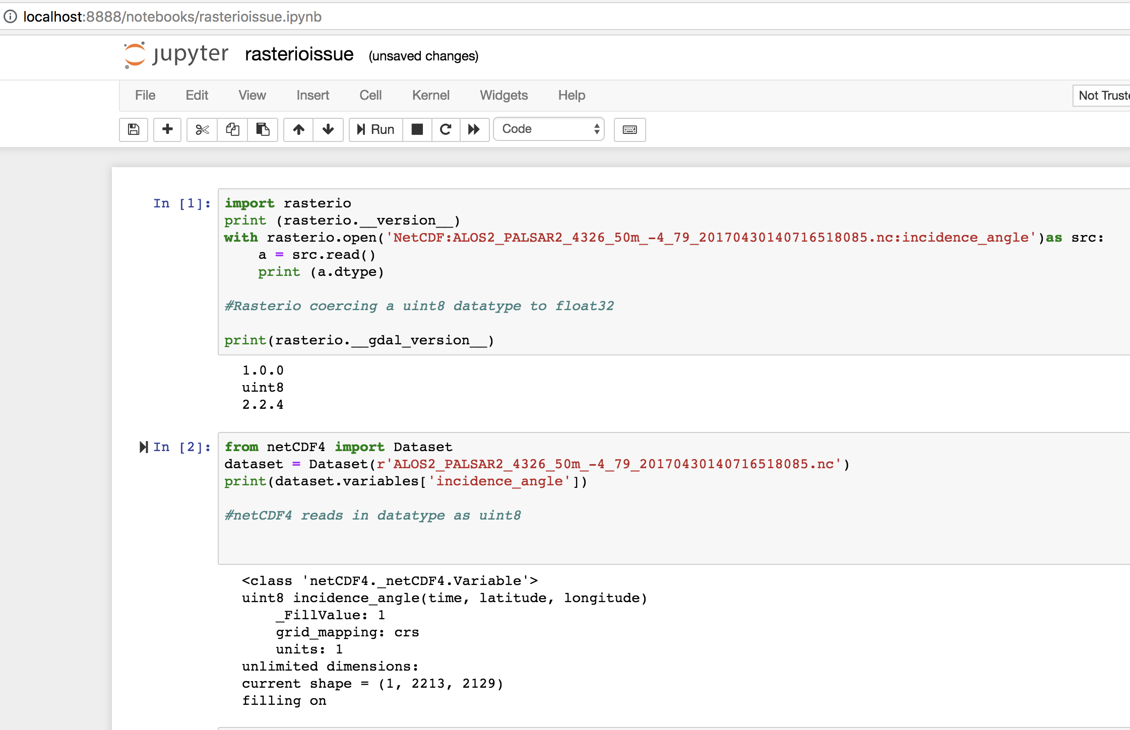 Rasterio Coerces Netcdf Uint8 Data To Float32 · Issue 1380 · Rasteriorasterio · Github