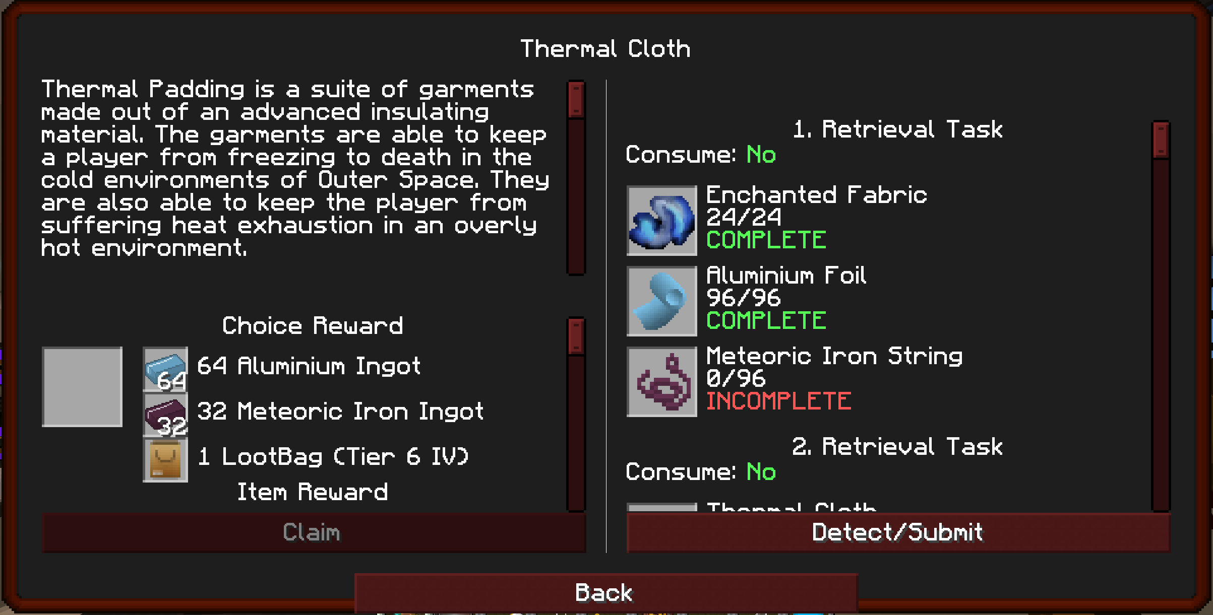 Thermal Cloth quest requires Enchanted Fabric but there's no recipe ...