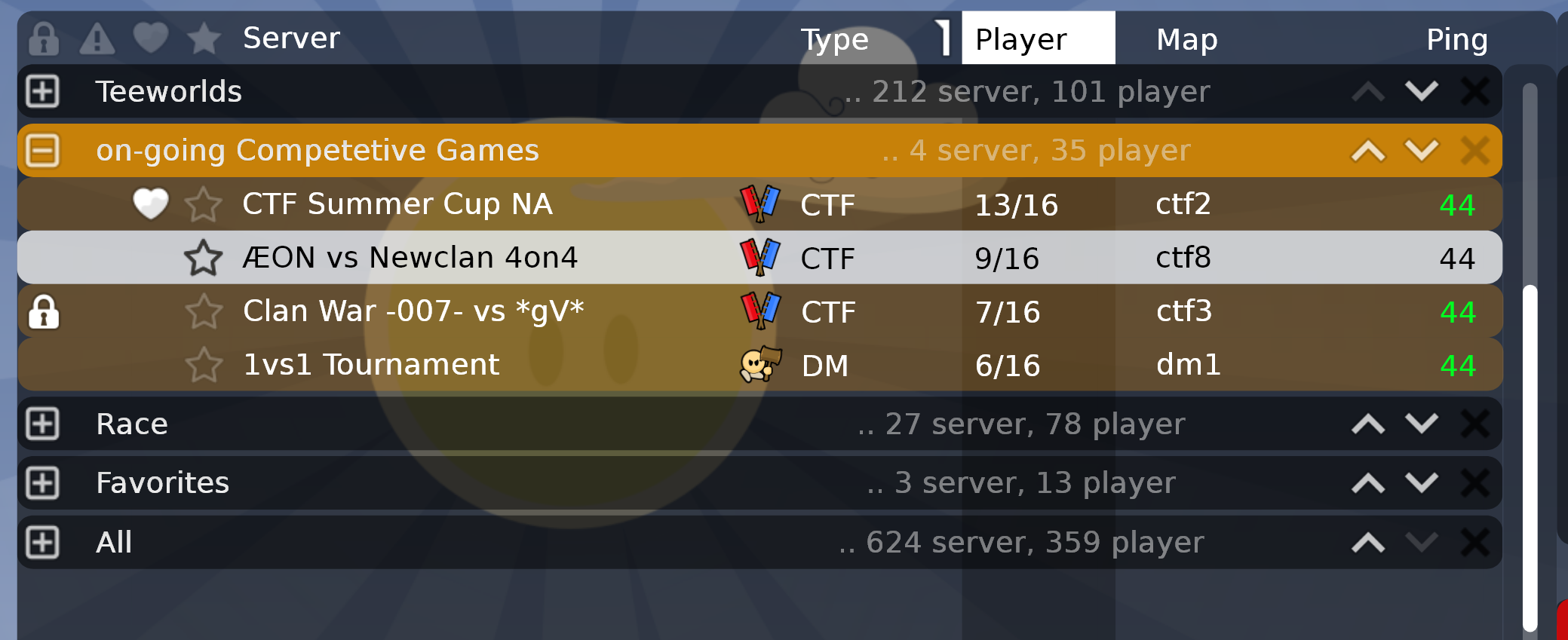 Improve new player experience by delisting competitive matches from regular server tabs · Issue ...