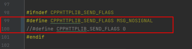 in line 99 if CPPHTTPLIB_SEND_FLAGS is 0, when servier is closed, request will cause broken pipe ...