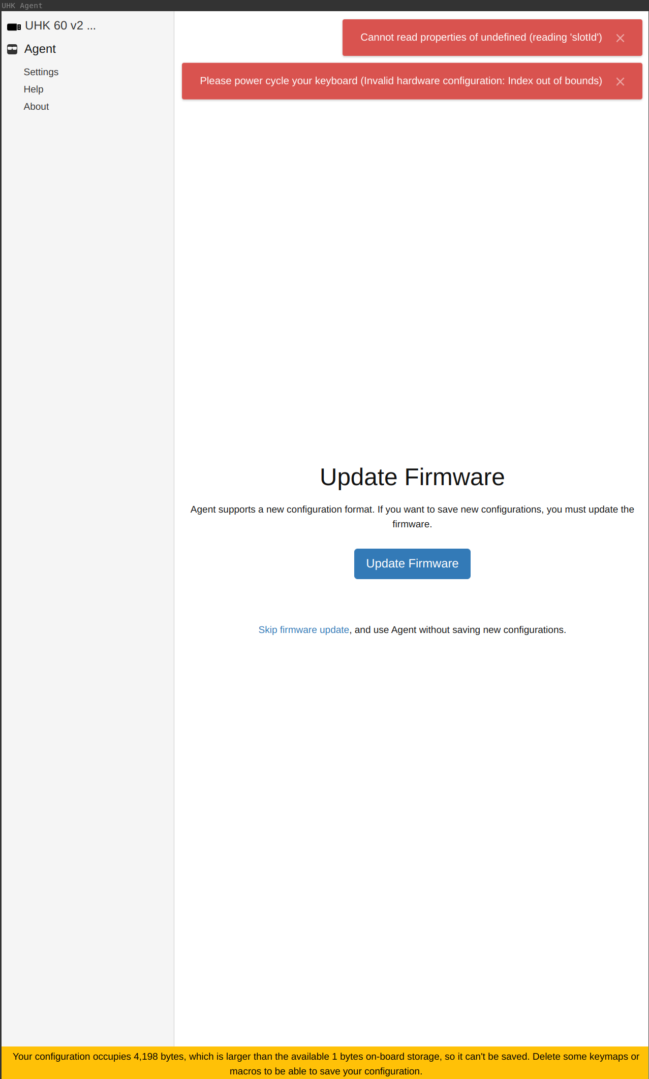 New Agent stuck on update firmware · Issue #2030 · UltimateHackingKeyboard/agent · GitHub