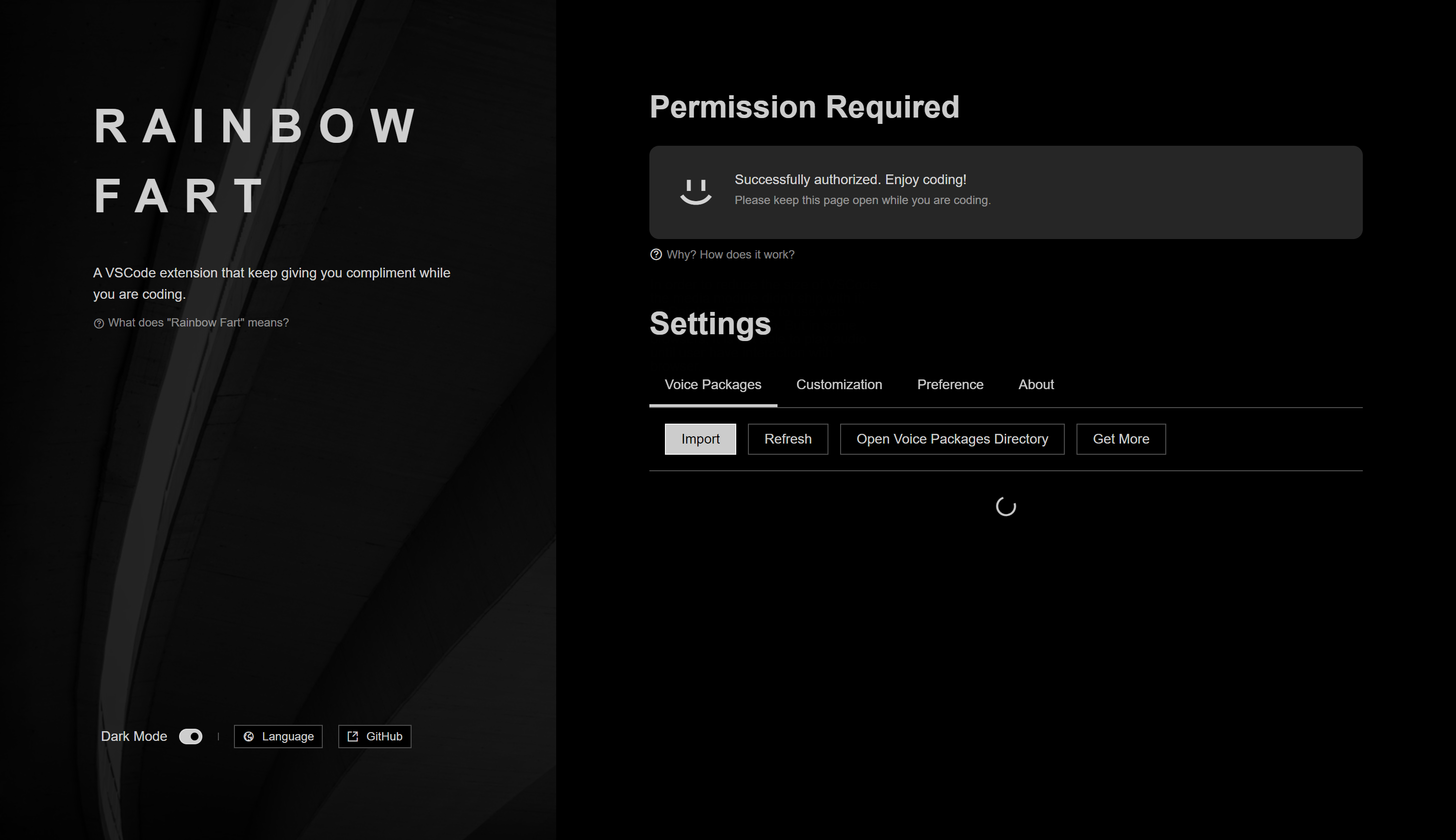 语音包列表不加载，点击Refresh之后一直处于加载状态 · Issue #72 · SaekiRaku/vscode-rainbow-fart · GitHub