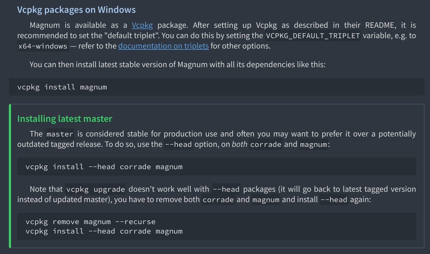 Update packages installed via vcpkg from head · Issue #367 · mosra/magnum · GitHub