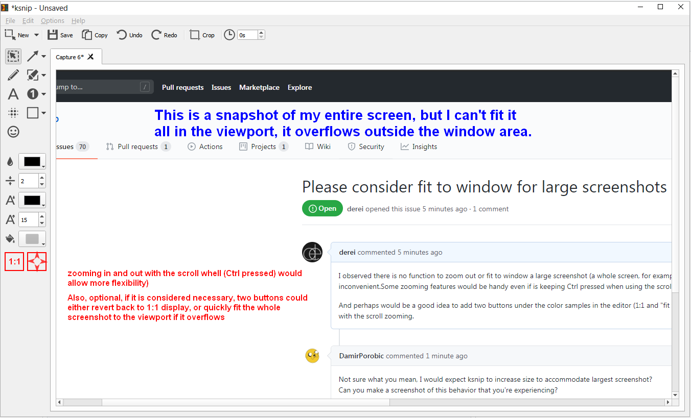 Please Consider Fit To Window For Large Screenshots · Issue 149 · Ksnipkimageannotator · Github