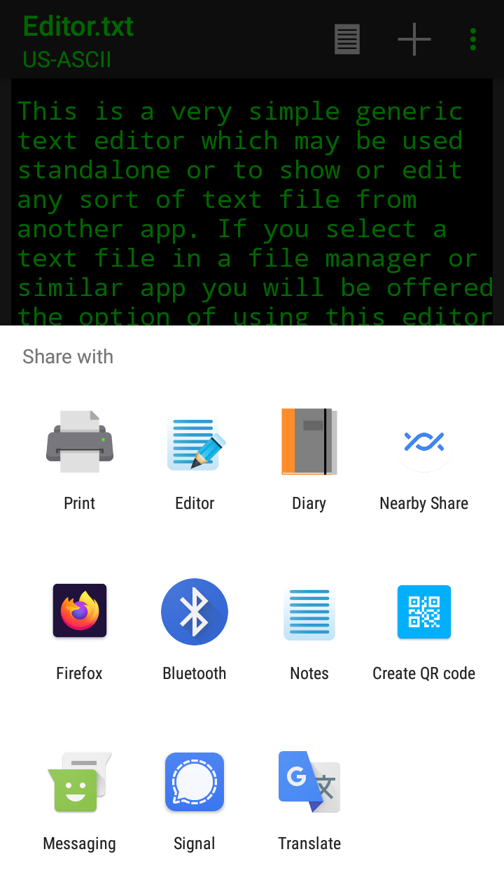 Share file function in the menu · Issue #167 · billthefarmer/editor · GitHub