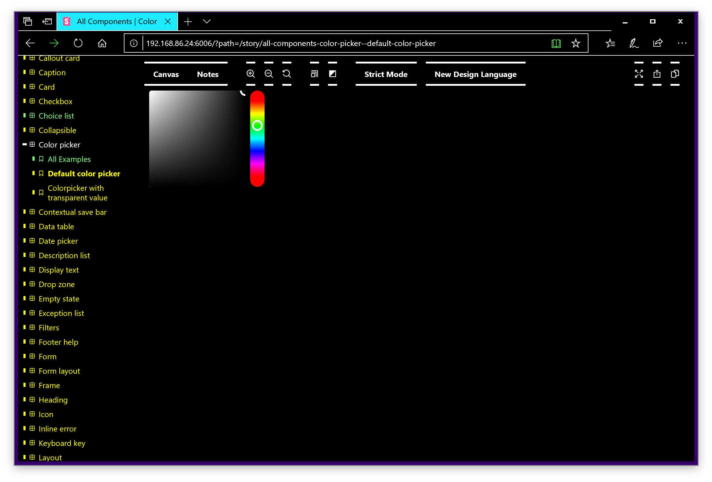 [Color picker] High contrast mode shows lightness and saturation panel ...
