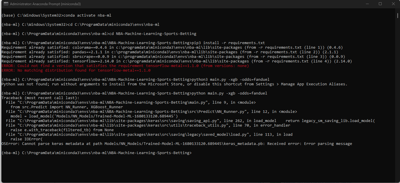 Error when running python3 main.py -xgb -odds=fanduel · Issue #309 · kyleskom/NBA-Machine ...