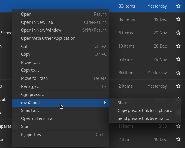 [VFS] Linux (Nautilus) Context menu missing items · Issue #8334 · owncloud/client · GitHub