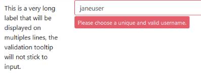 Validation Tooltip inside horizontal form not just below input when ...
