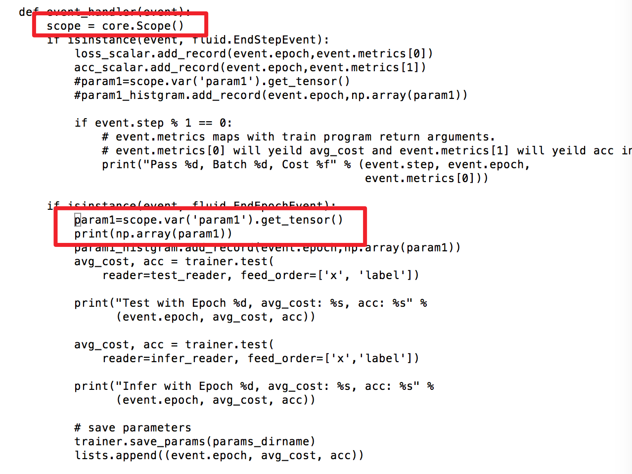 fluid.Trainer api下如何获取到指定名字的参数 · Issue #12919 · PaddlePaddle/Paddle · GitHub
