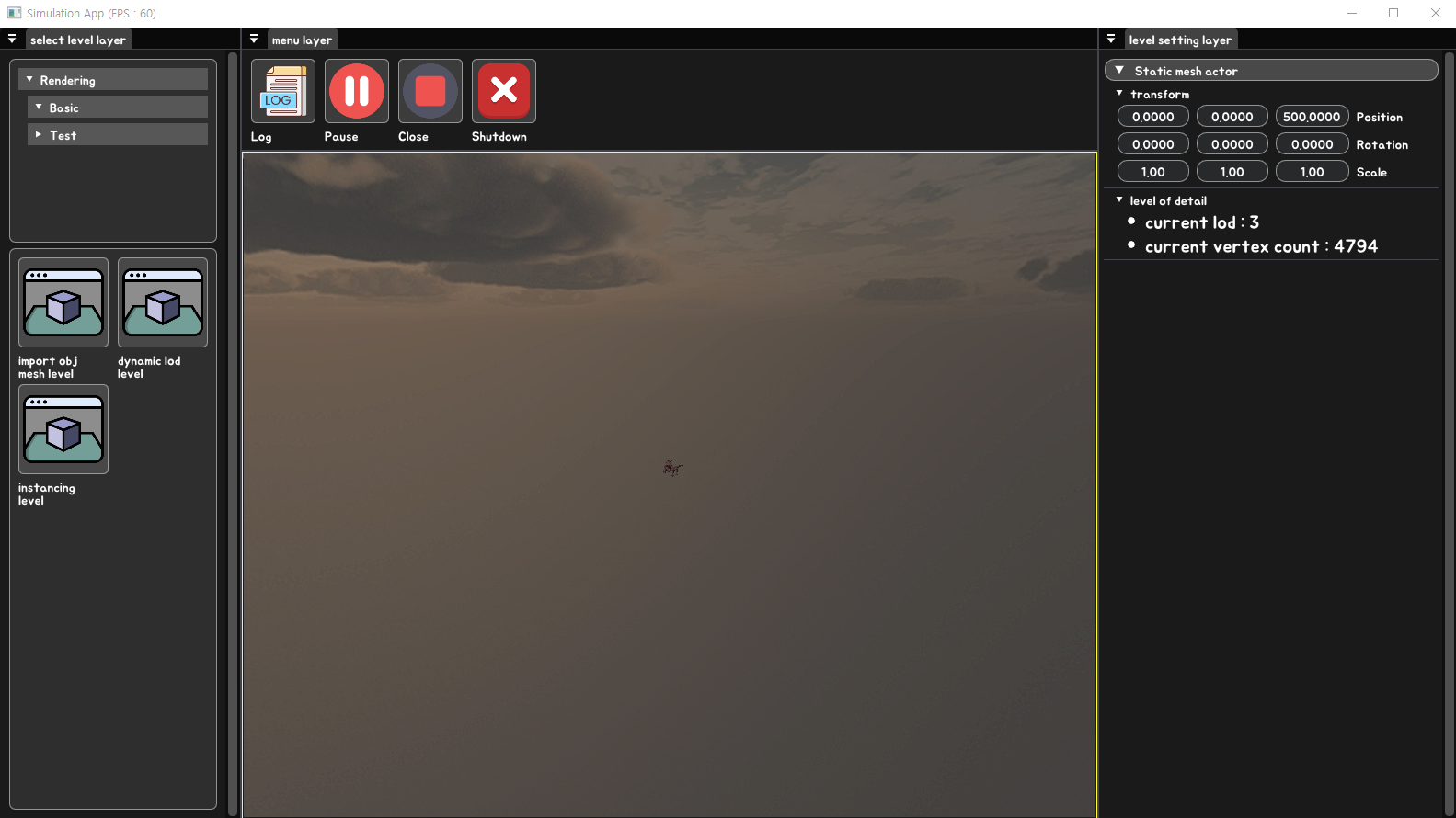 Simulation : Dynamic LOD Level - Mari-Jun/DX12_Framework GitHub Wiki
