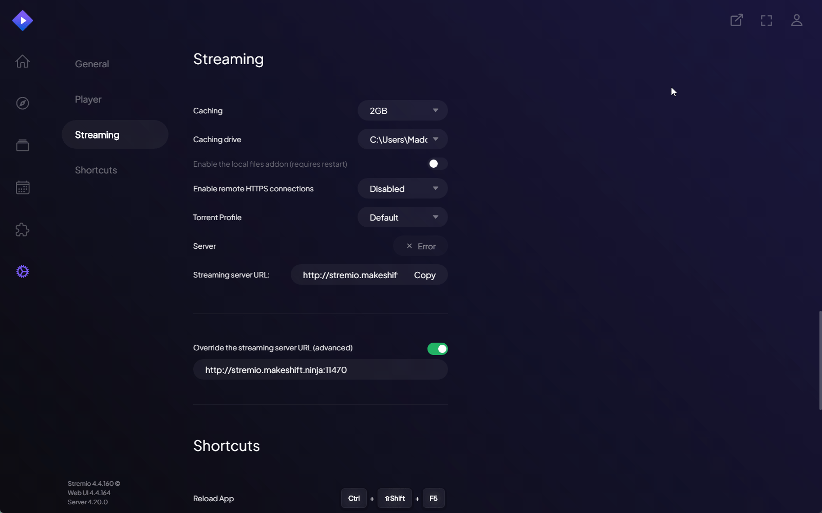 Dragging the 'Streaming server URL' and releasing it within the app causes a crash · Issue #526 ...