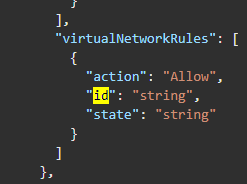 Microsoft.Storage/storageAccounts networkAcls.virtualNetworkRules.id property does not accept ...