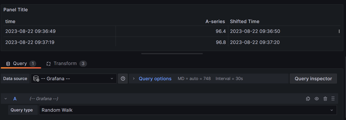 Transformations (Organize Fields): Hiding a field named `Time` hides all time typed fields ...