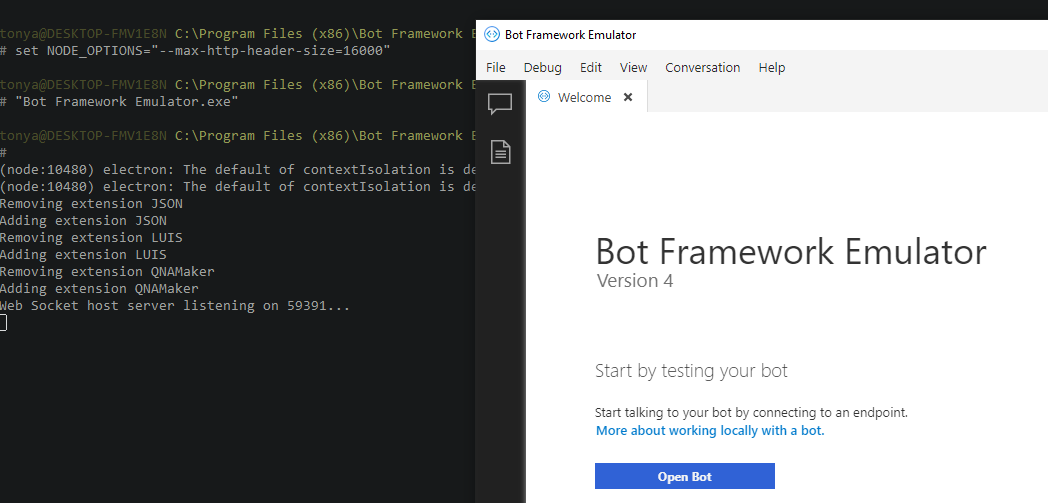 Bot Framework Emulator failed to run when an existing NODE_OPTIONS environment variable · Issue ...