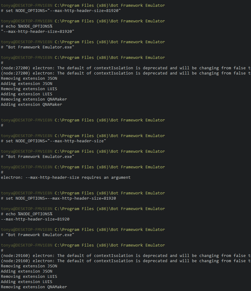 Bot Framework Emulator failed to run when an existing NODE_OPTIONS environment variable · Issue ...