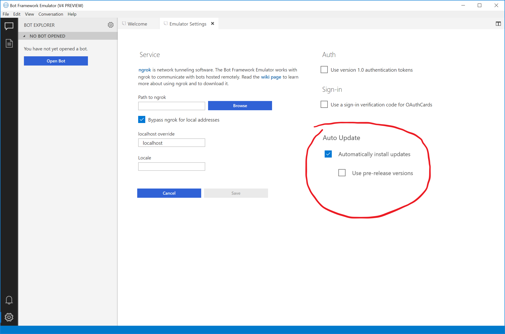 [Feature Request] More Control Over Auto Update · Issue #1026 · microsoft/BotFramework-Emulator ...