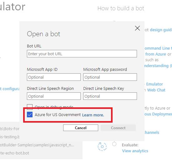 "The bot's Microsoft App ID or Microsoft App Password is incorrect." For Azure for US Gov ...