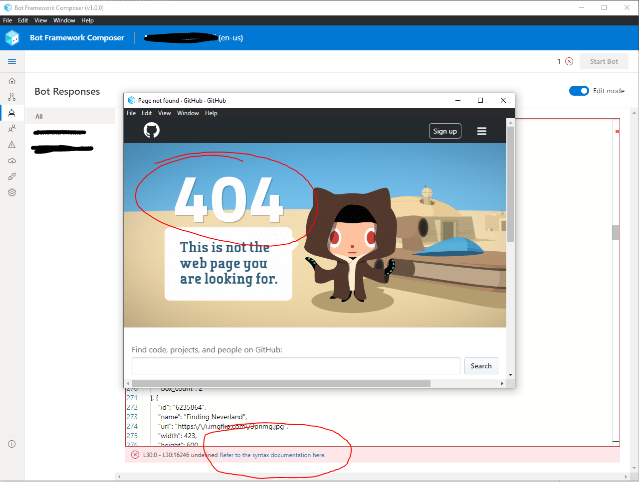 "Refer to syntax documentation here" validation link points to 404 ...