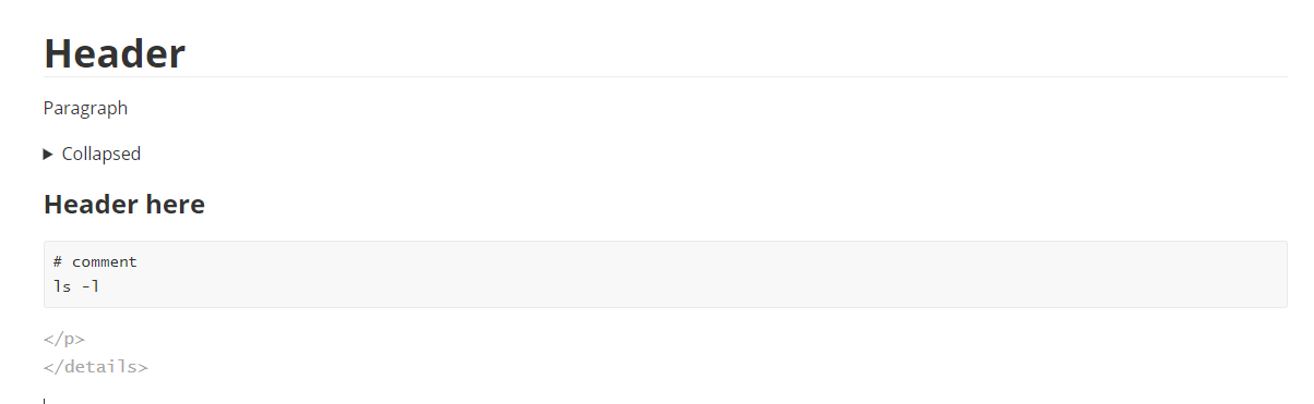Loading A Github Markdown Style File With Collapsed Html Block Breaks 3724