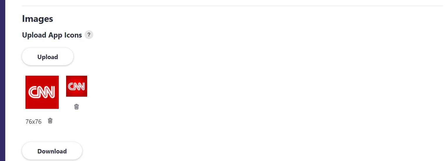If the PWA URL at the Start lacks a trailing forward slash, the images under Manifest Options do ...
