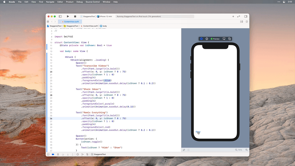 GitHub - philipcdavis/staggered-text-swiftui