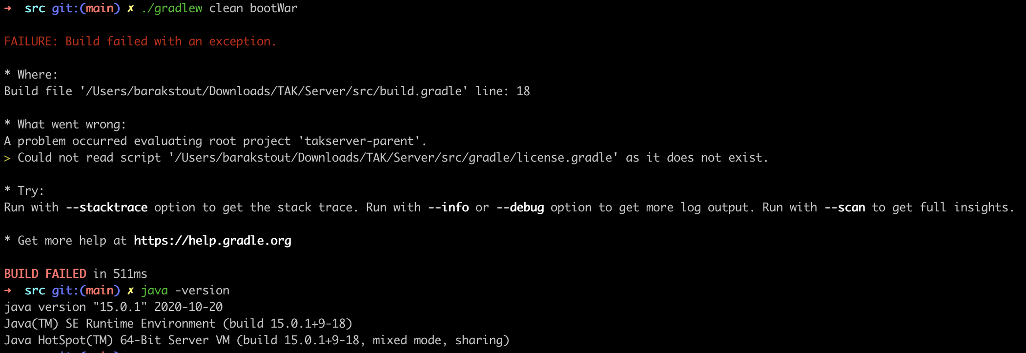 Errors while trying to build `license.gradle` missing · Issue #4 · TAK-Product-Center/Server ...