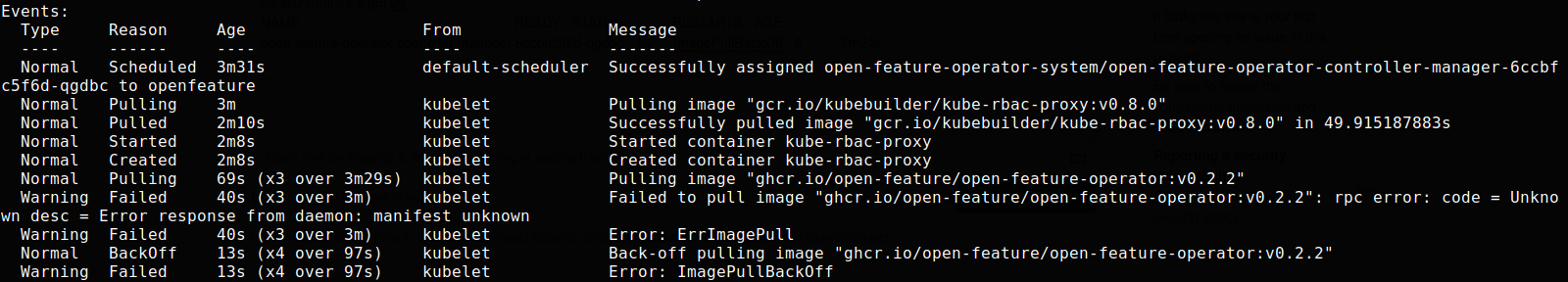 `errimagepull` And `imagepullbackoff` For `open Featureopen Feature Operatorv022 