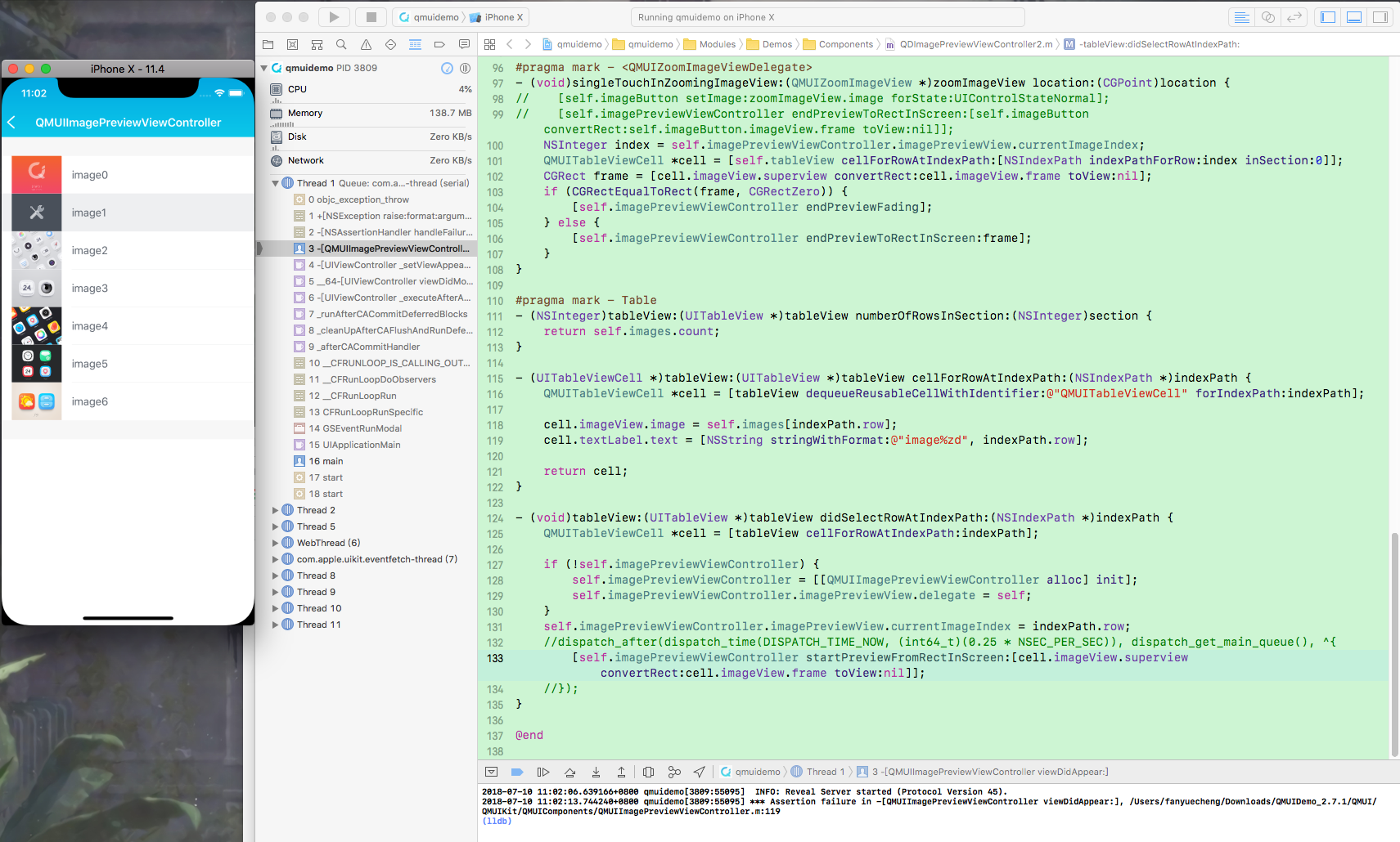 QMUIImagePreviewViewController在TableView中使用的个别崩溃情况 · Issue #365 · Tencent/QMUI_iOS · GitHub