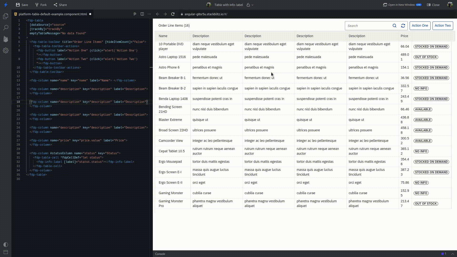 Column of a fdp-table that shrinks after a clear of an empty search ...