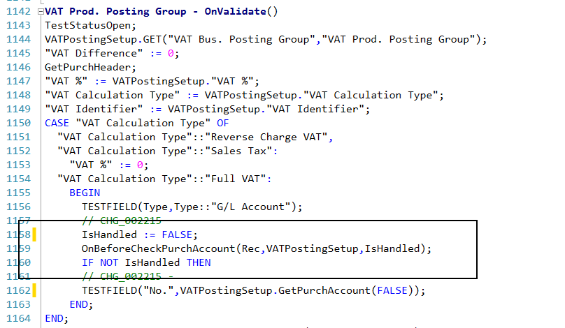 [Event Request] Table 39 in OnValidate-Trigger Field VAT Prod. Posting Group ...