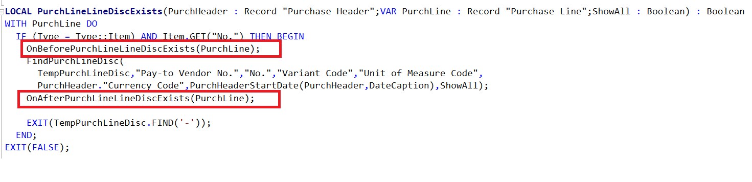 Event Request in Codeunit :-7010- Purch. Price Calc. Mgt. In PurchLineLineDiscExists function ...
