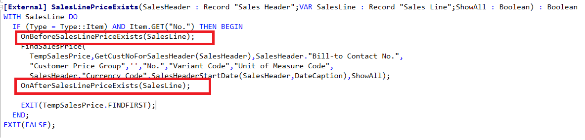 Event Request in Codeunit :- 7000- Sales Price Calc. Mgt. In SalesLinePriceExists function ...