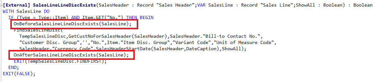 Event Request in Codeunit :- 7000- Sales Price Calc. Mgt. In SalesLineLineDiscExists function ...
