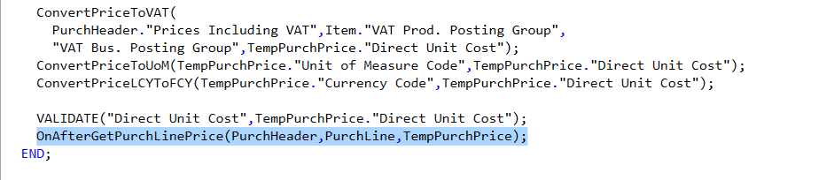 Event Request in Codeunit :- 7010- Purch Price Calc. Mgt. In GetPurchLinePrice function. · Issue ...