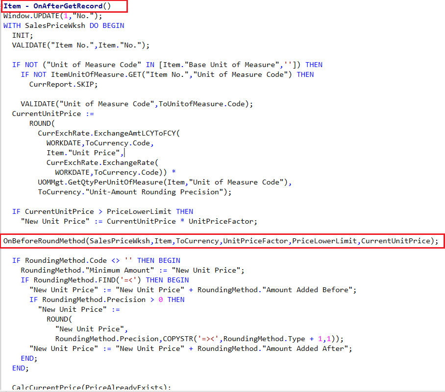 Event Request in Report 7051 : Suggest Item Price on Wksh. on Item - OnPreDataItem. · Issue ...