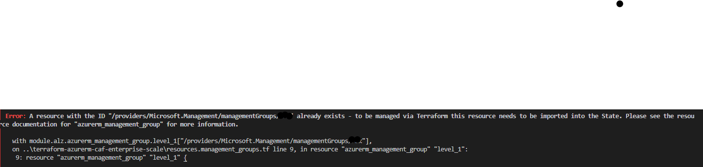 Getting Management Group already exist error while deploying ... Getting Management Group already exist error while deploying ...