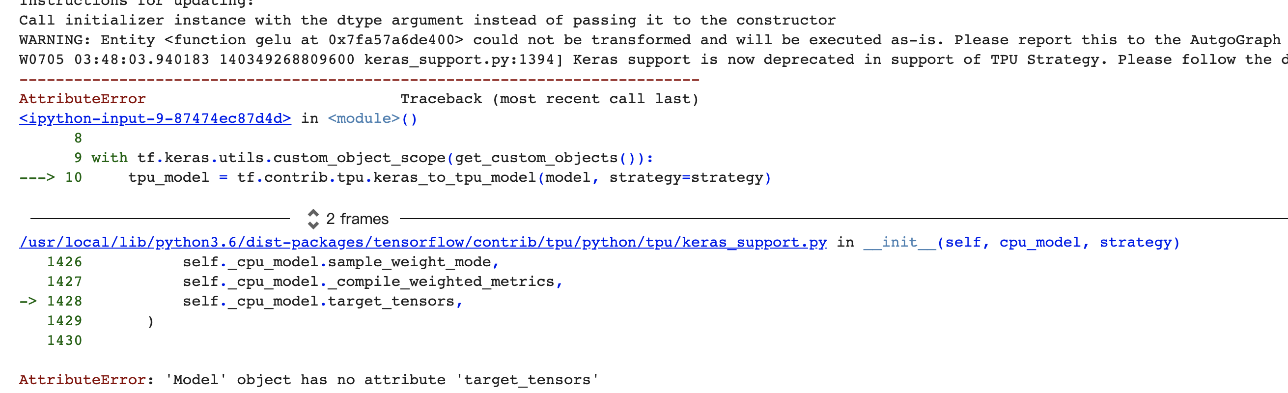Error when execute TPU colab notebook · Issue #101 · CyberZHG/keras-bert · GitHub