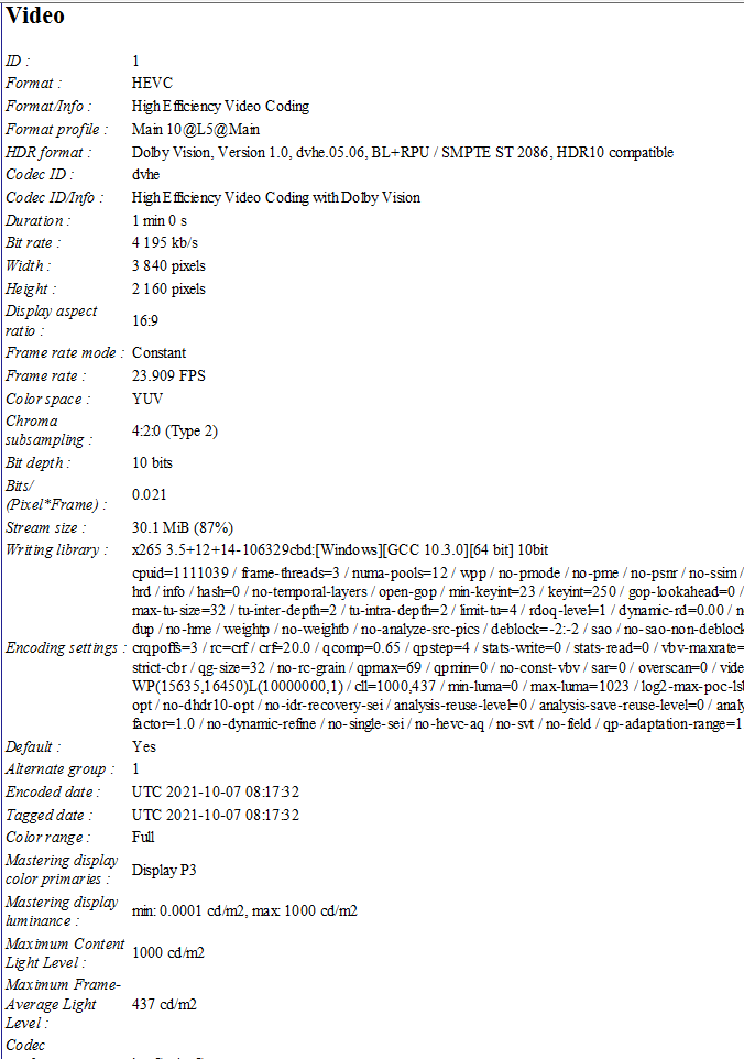 Re-Encode mp4 with Dolby Vision Profile 5 · Issue #789 · staxrip ...
