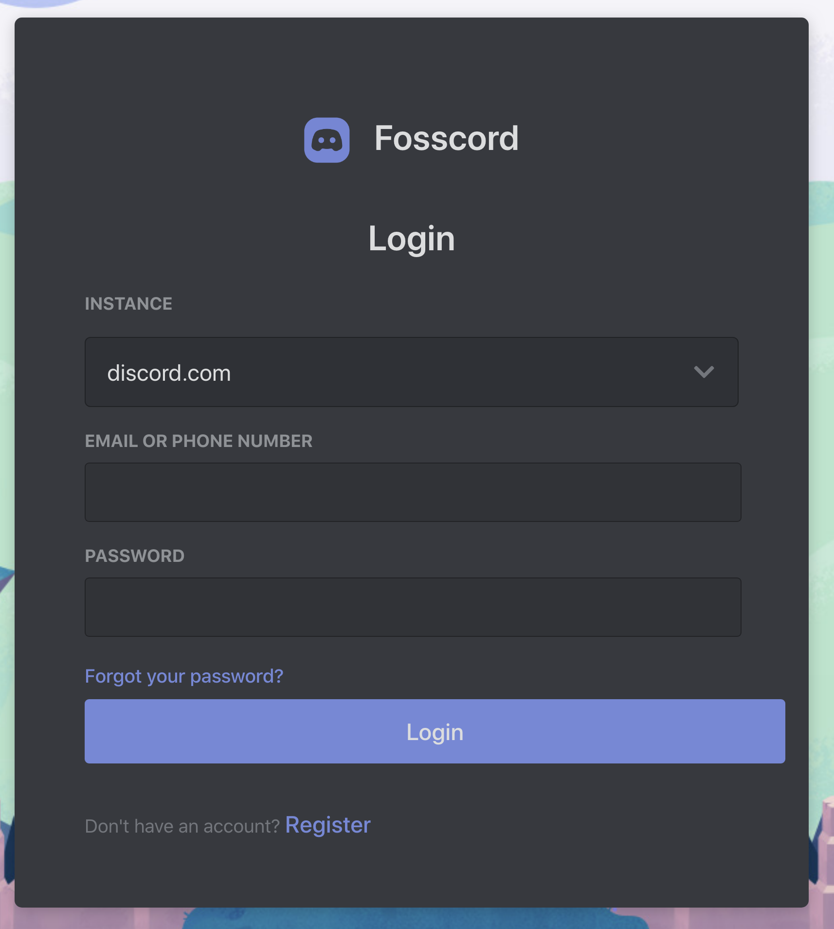 Login · Issue #13 · spacebarchat/fosscord-web-client · GitHub