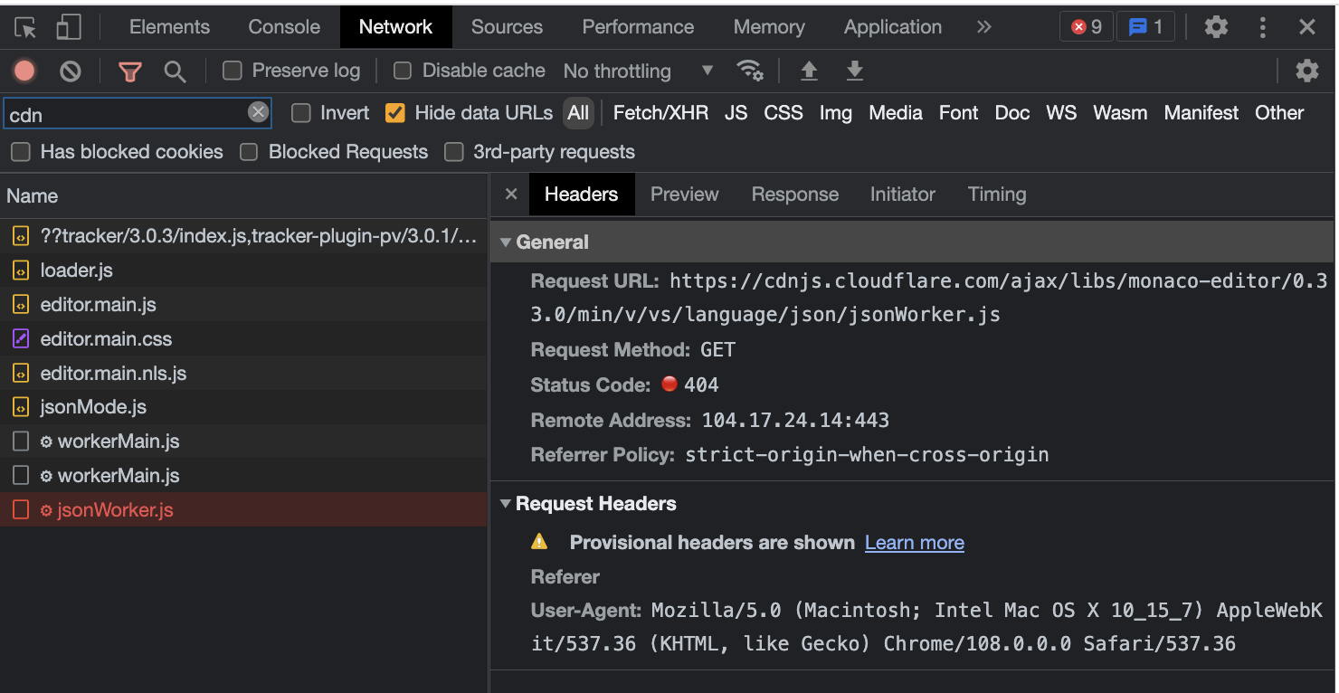 GET https://cdn.jsdelivr.net/npm/monaco-editor@0.25.0/min/vs/loader.js net::ERR_CONNECTION_TIMED ...