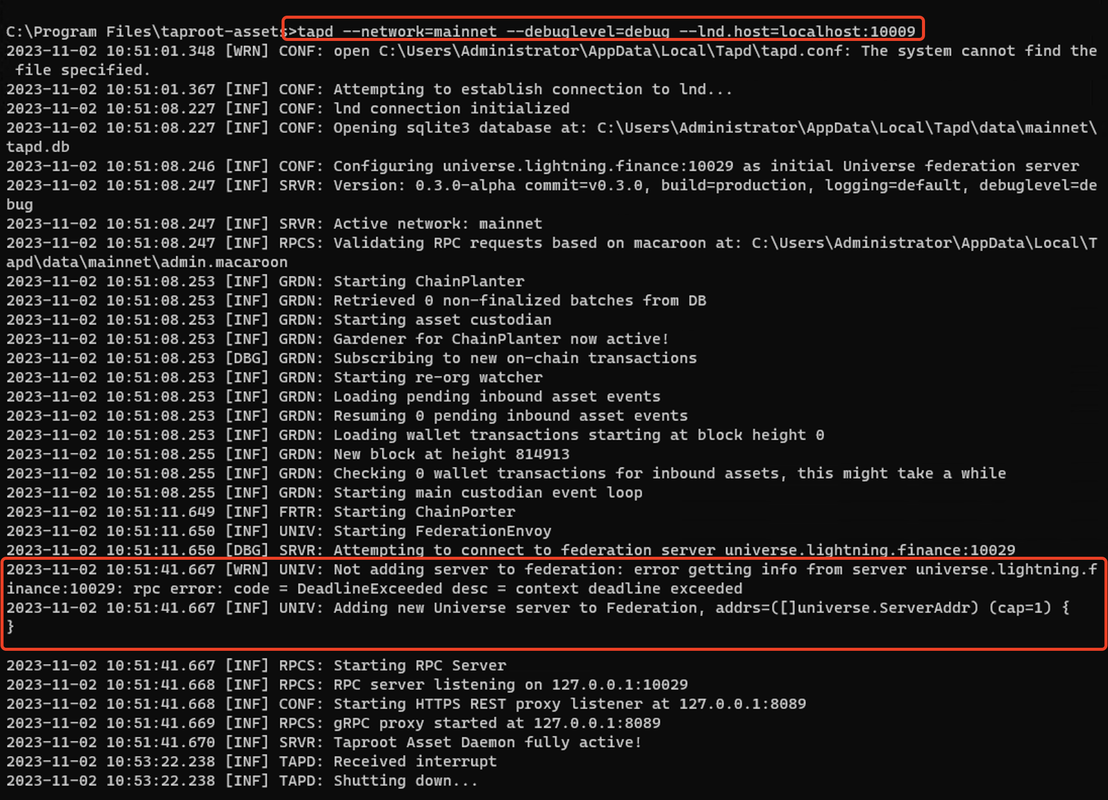 [bug]: Not adding server to federation · Issue #643 · lightninglabs/taproot-assets · GitHub