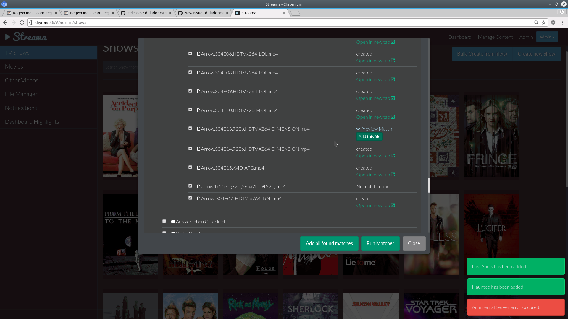 Internal Server Error when adding Bulk Files · Issue #498 · streamaserver/streama · GitHub