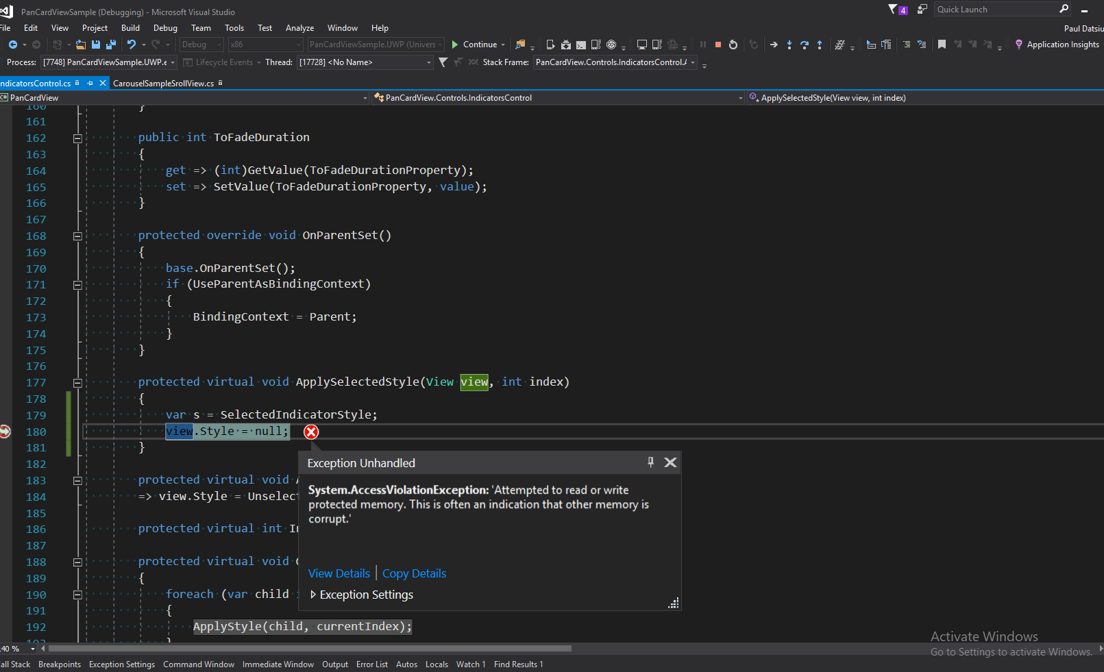 UWP crashes with XF 3.3.0.912540 when Sliding · Issue #126 · AndreiMisiukevich/CardView · GitHub