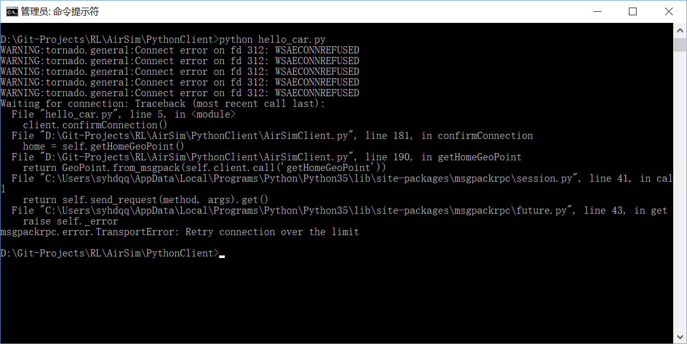 ERROR - Retry connection over the limit for hello_car.py · Issue #724 ...