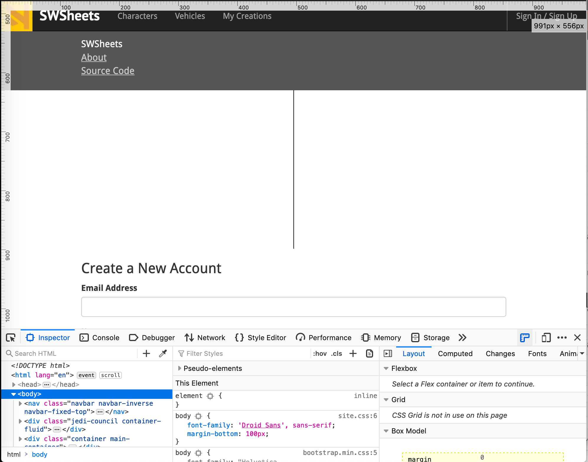 Login page formatting is off at smaller widths · Issue #109 · swsheets/swsheets · GitHub