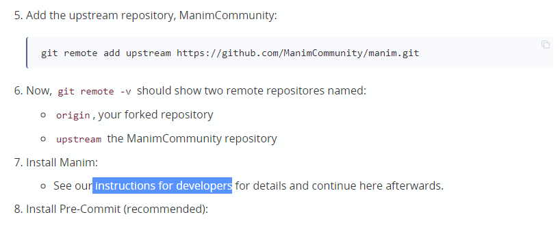 Instructions for installing manim for developers for the first time ...