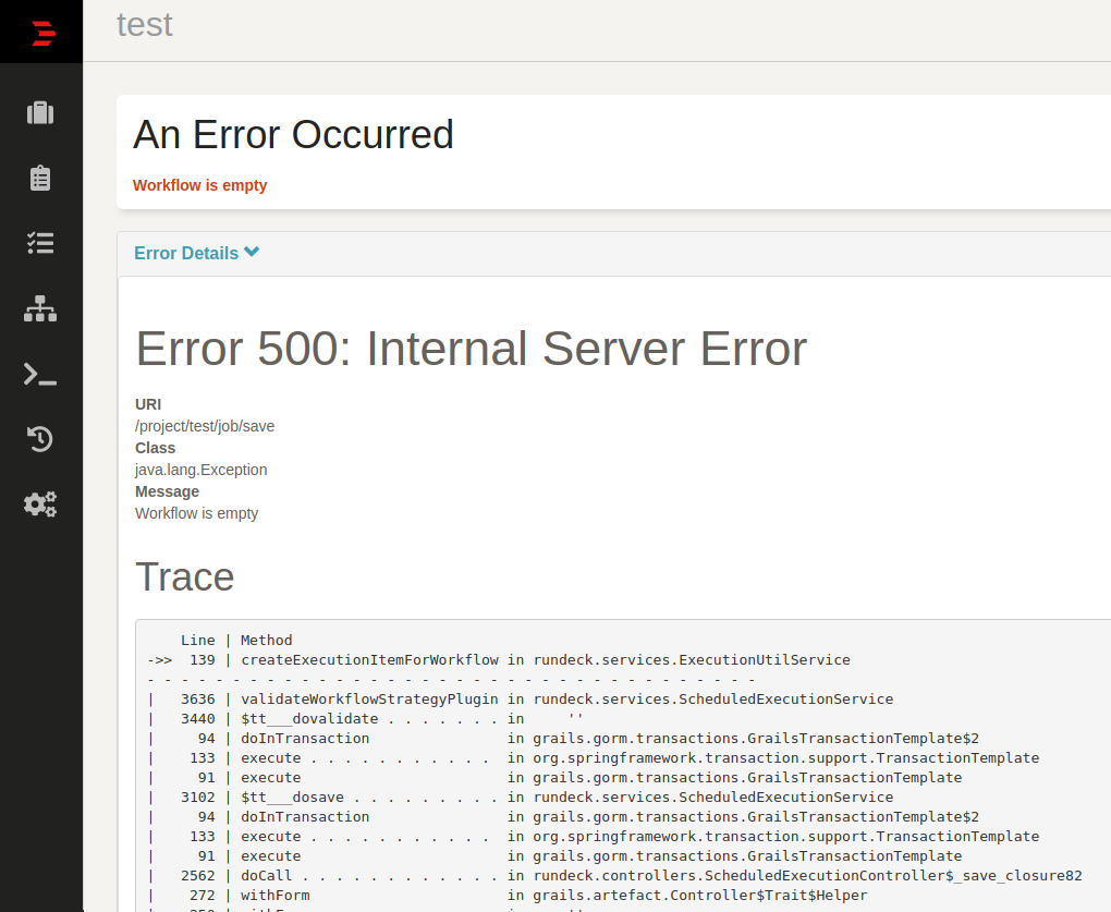 Error 500 when new job doesn't have step. · Issue #4026 · rundeck ...